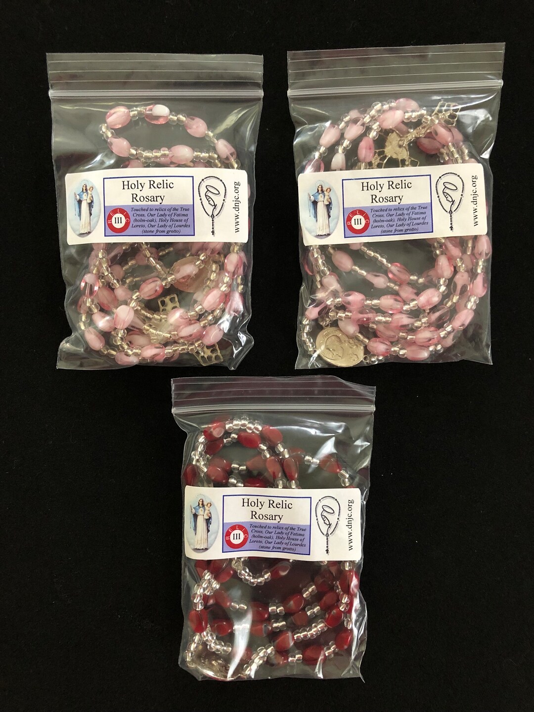 3-pack Hand Made Holy Relic Third Class Relic Rosary touched - Etsy