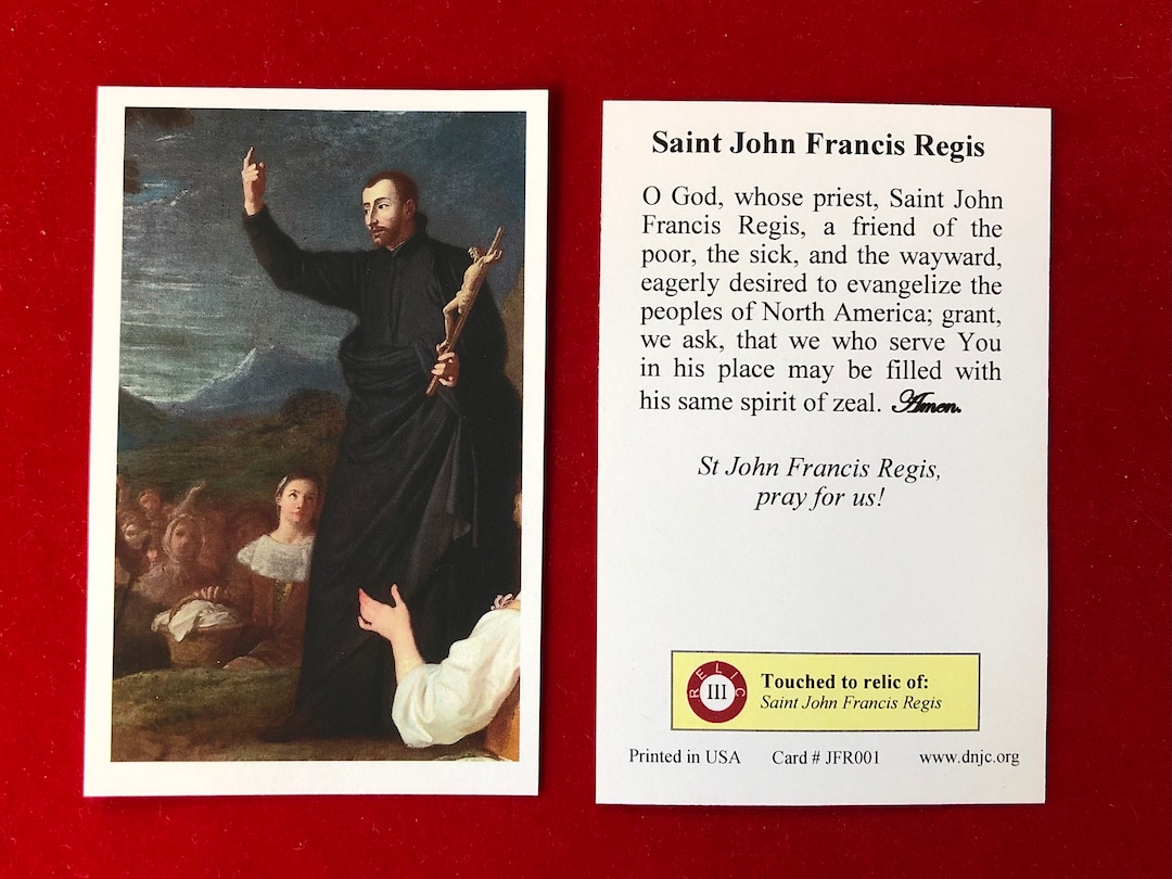 6-pack of Saint John Francis Regis Third Class Relic Holy Cards ...