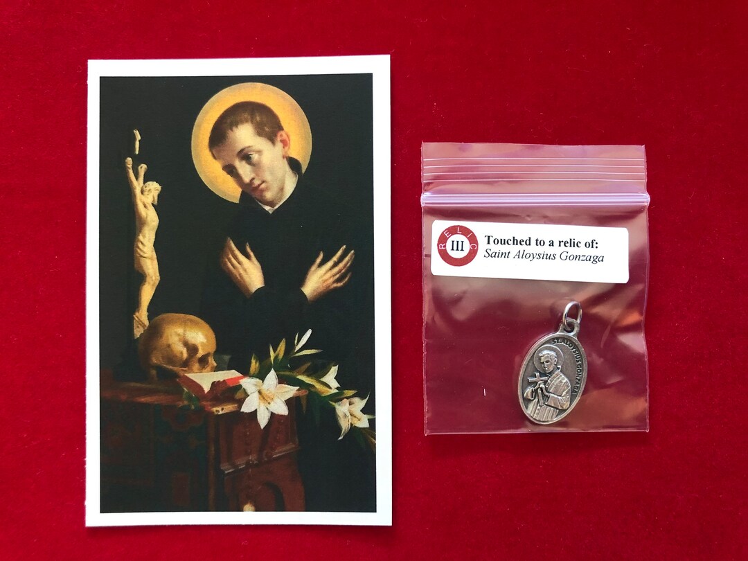 Saint Aloysius Gonzaga Relic Medal Pack - Third Class Relic Holy Card ...