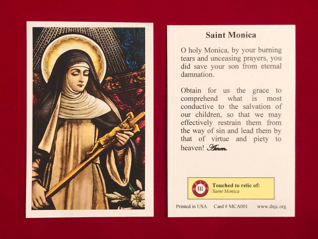 Saint Monica Third Class Relic Holy Card (touched to a First Class ...