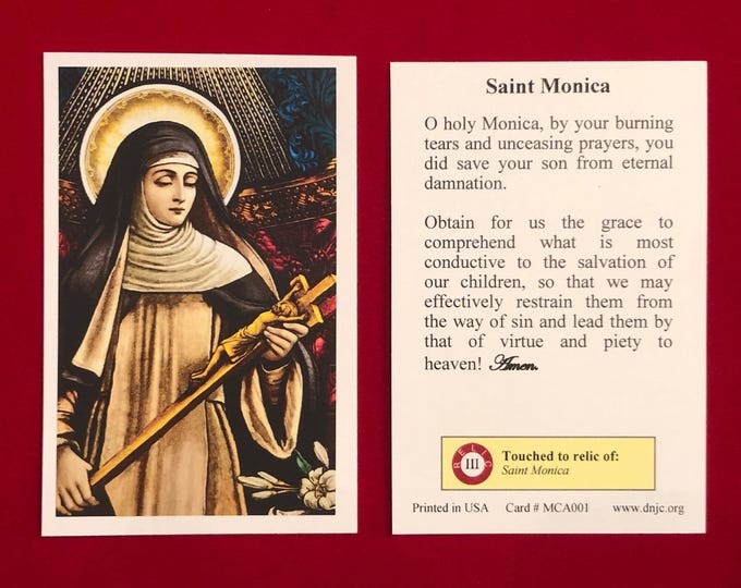 St Monica Catholic Holy Prayer Card Laminated Patron Saint of Mothers ...