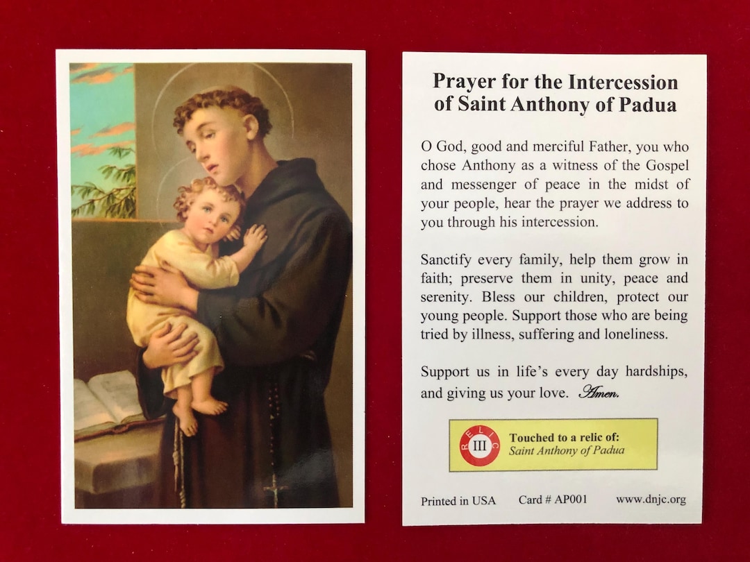 BULK PACK 50 CARDS - Saint Anthony of Padua Third Class Relic Holy Card ...