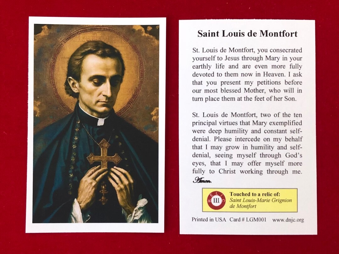 Saint Louis De Montfort Third Class Relic Holy Cards (touched to a ...