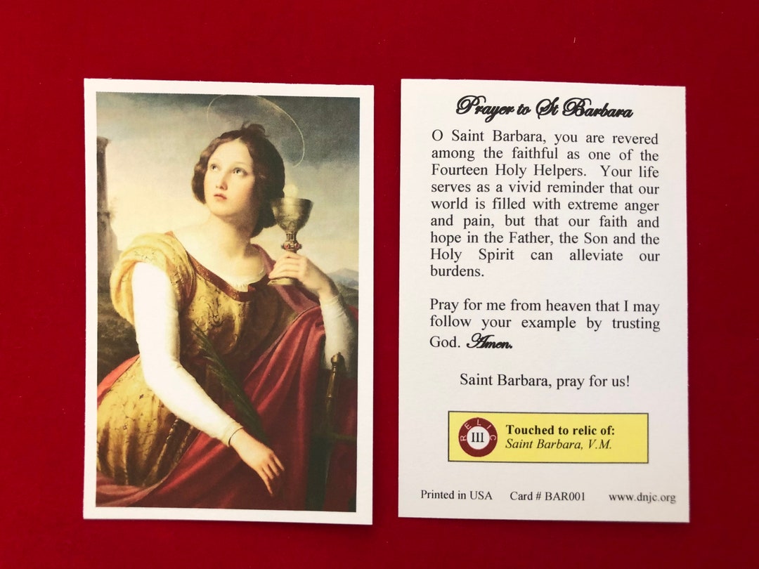 Saint Barbara Third Class Relic Holy Cards (touched to a First Class ...
