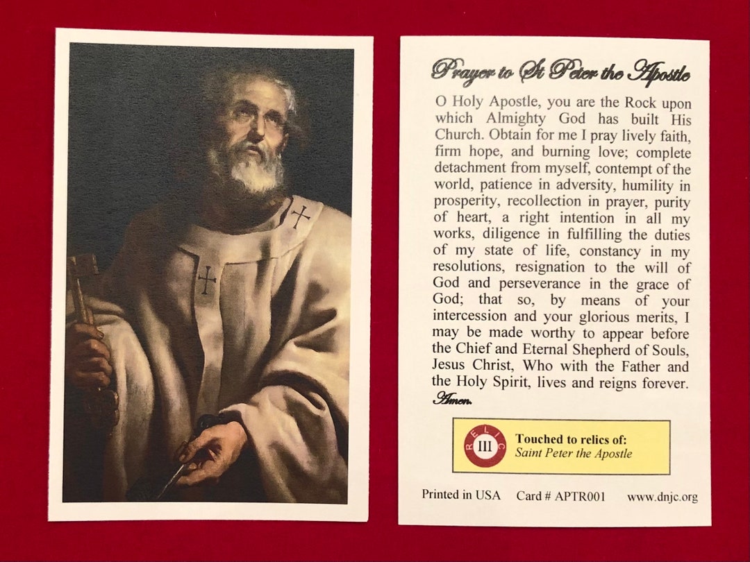 Saint Peter the Apostle Third Class Relic Holy Cards (touched to a ...