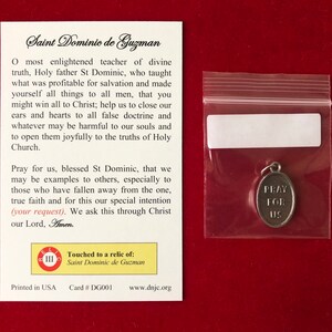 Saint Dominic De Guzman Relic Medal Pack - Third Class Relic Holy Card ...