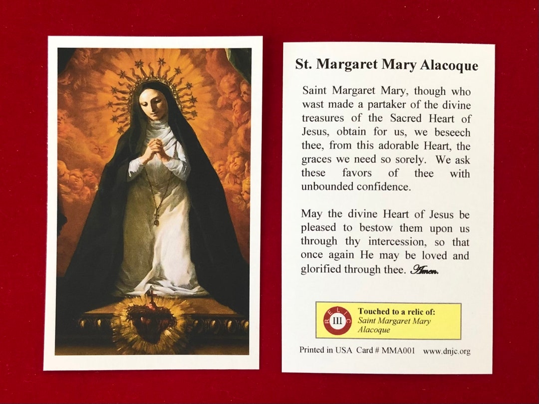 Saint Margaret Mary Alacoque Third Class Relic Holy Cards (touched to a ...