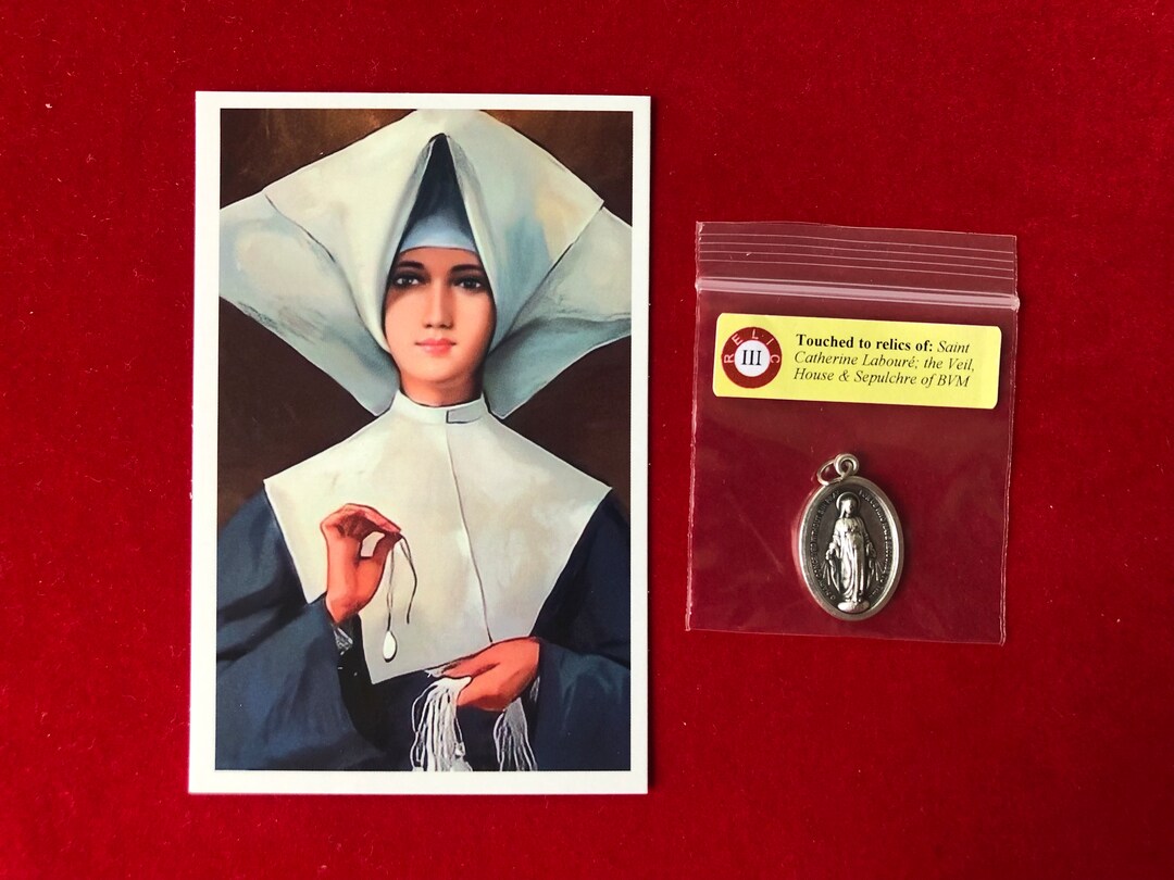Miraculous Medal Relic Medal Pack - Third Class Relic Holy Card & Medal ...