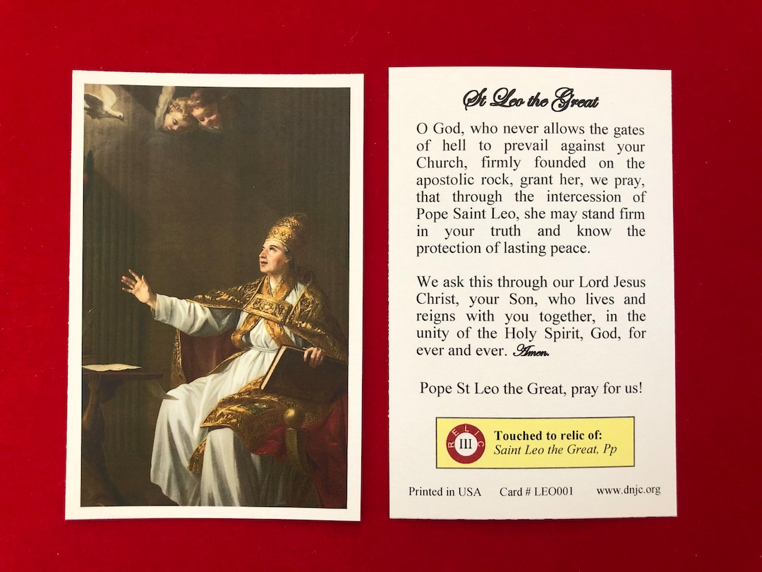 Saint Leo the Great, Pope Third Class Relic Holy Cards (touched to a ...