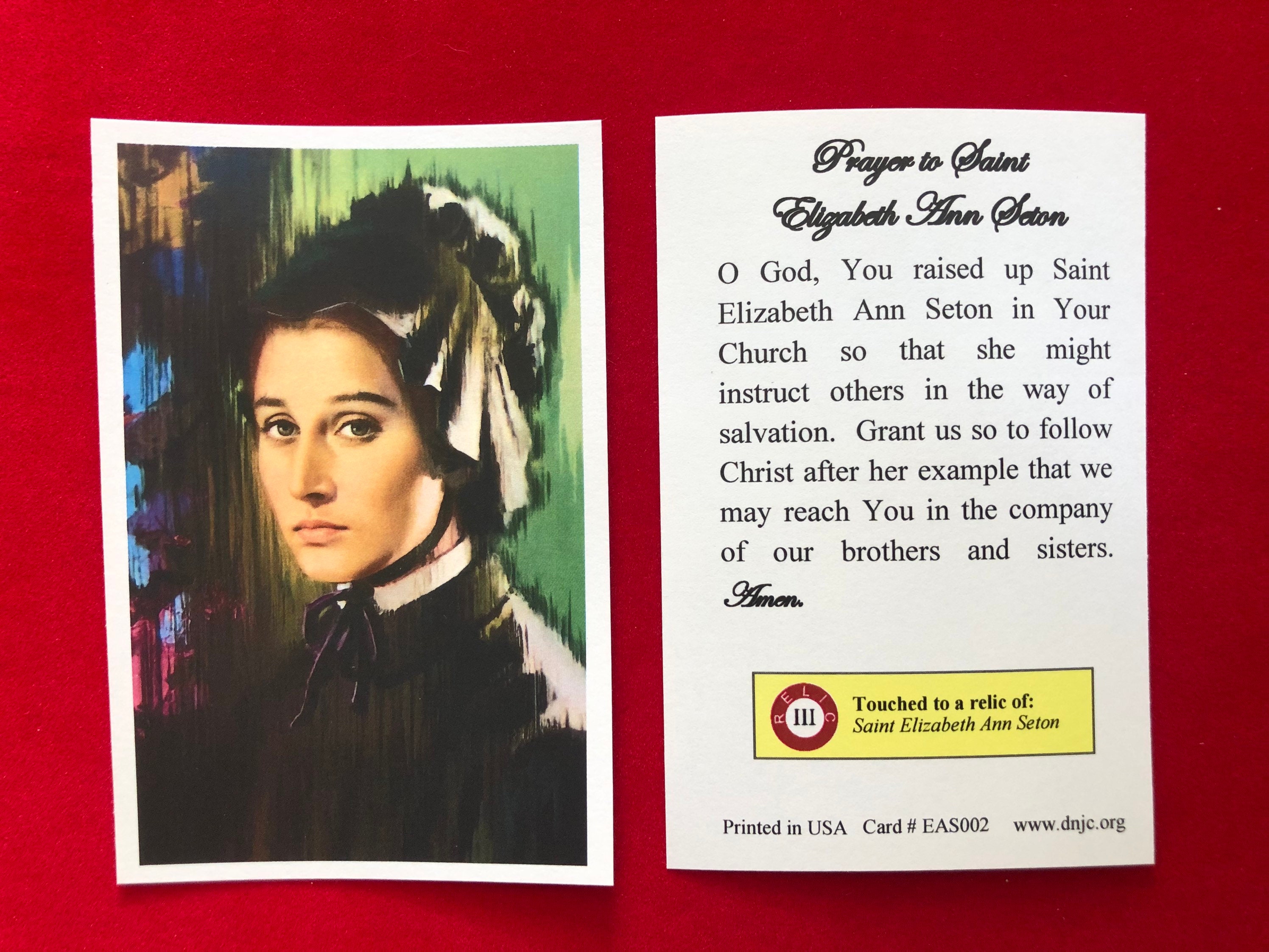 Saint Elizabeth Ann Seton Third Class Relic Holy Cards (touched to a ...
