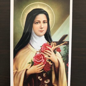 BULK PACK 50 CARDS Saint Therese of Lisieux Third Class Relic Holy Card ...