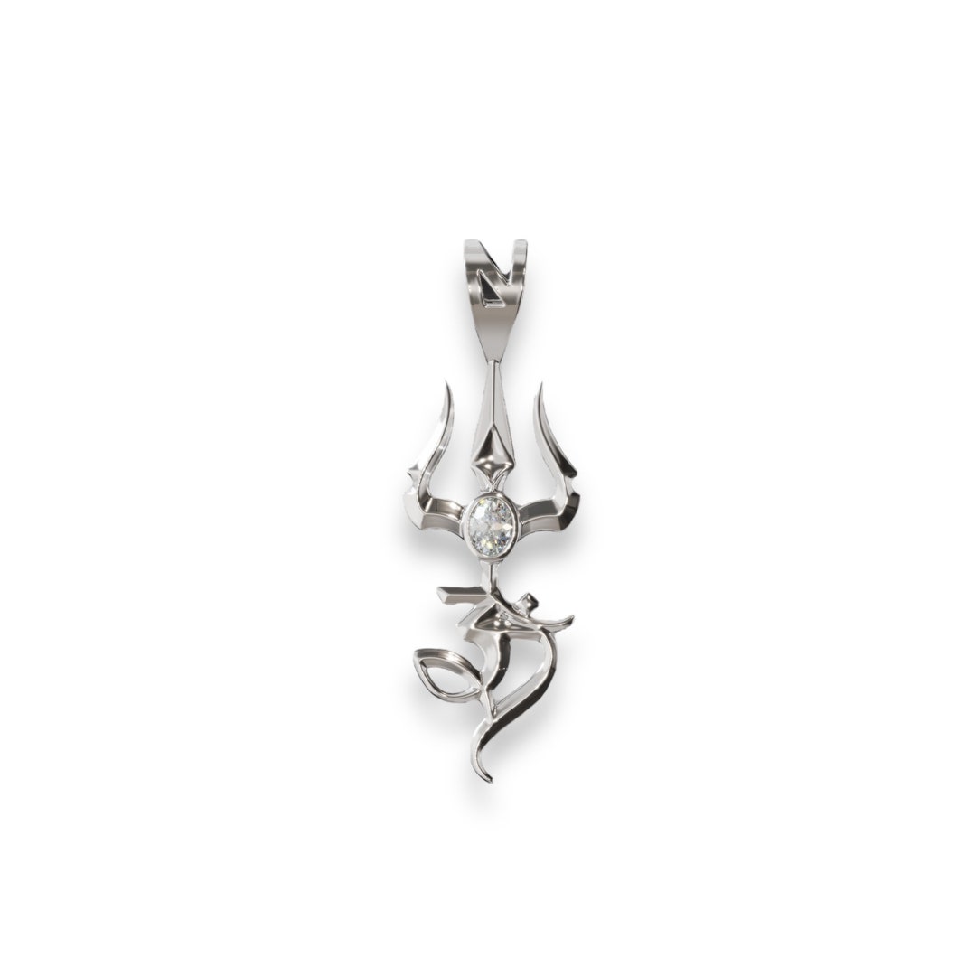 925 Sterling Silver Trishul Pendant 18k Gold OM Pendant Om Pendant Om ...