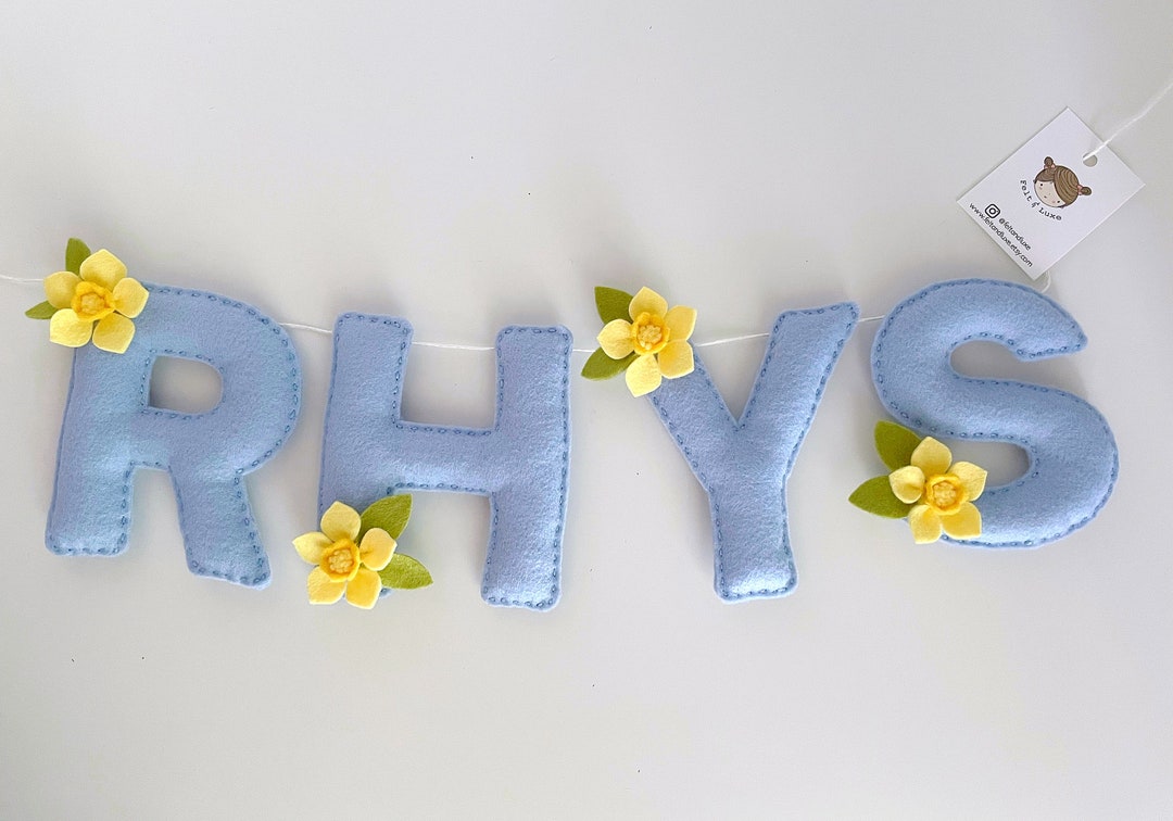 Blue Name Banner, Nursery Room Banner, Name Banner, Decorative Banner ...