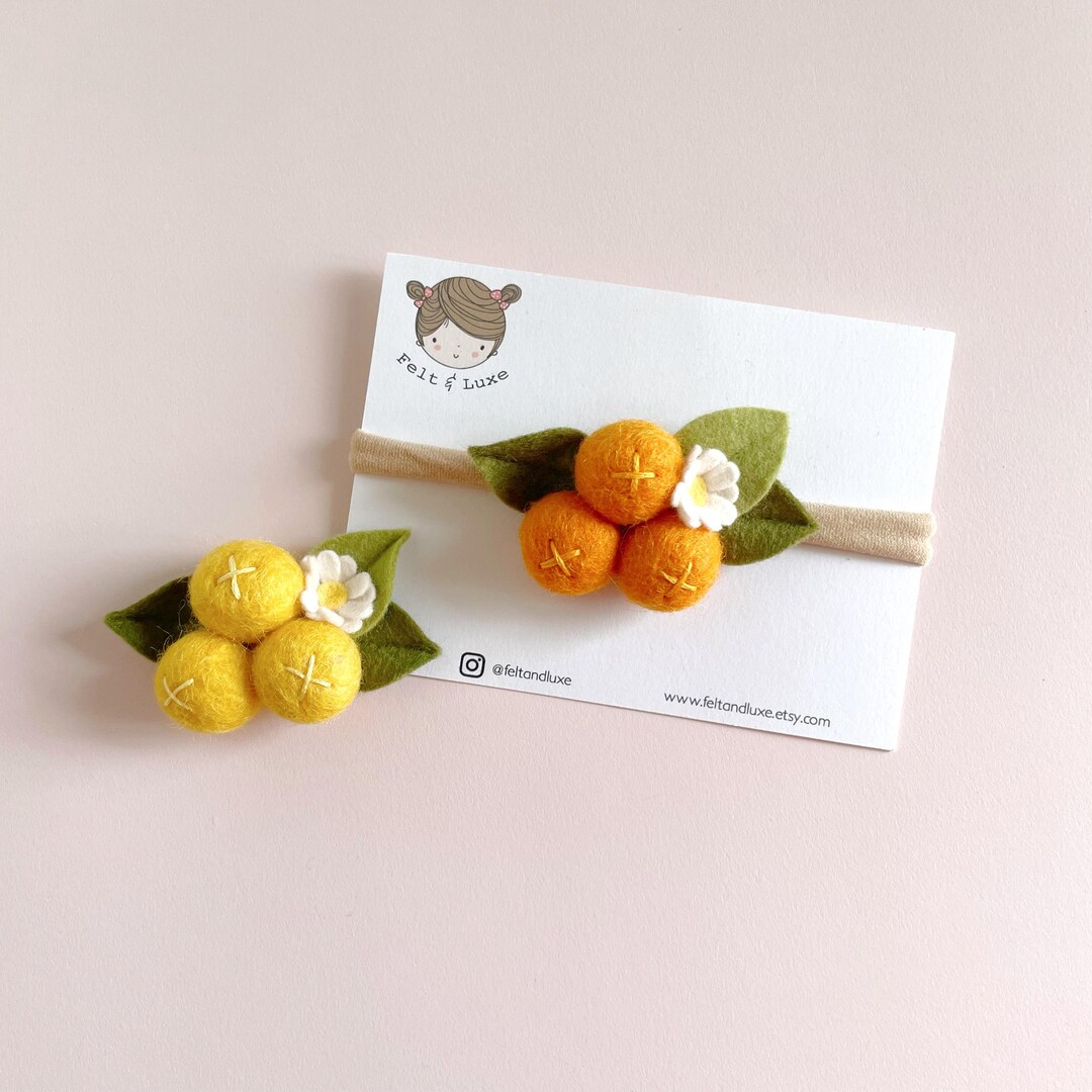 Orange Hair Clip, Clementine Headband, Citrus Hair Clip, Fruit Headband ...