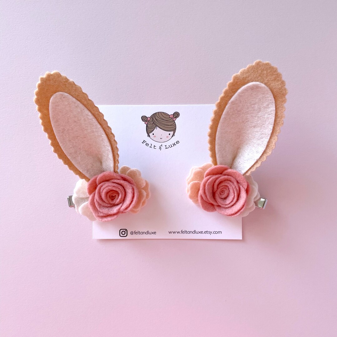 Bunny Hair Clips, Bunny Hair Clips, Easter Piggy Set, Bunny Ears Hair ...