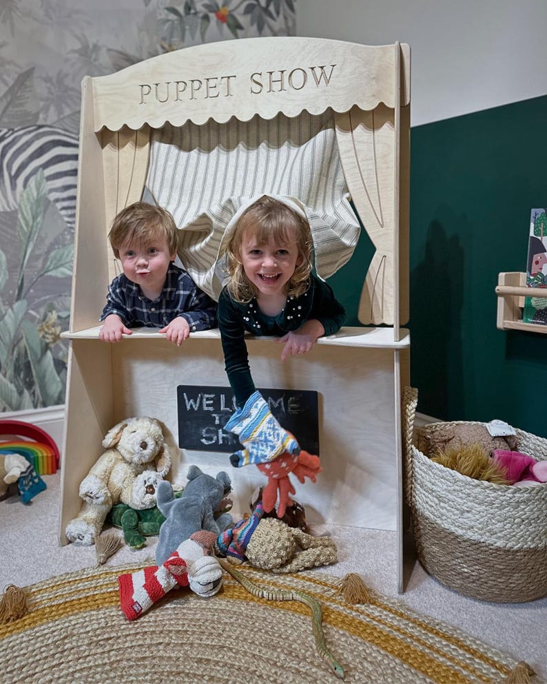 Montessori Wooden Puppet Theatre: Freestanding Play Window, Scandi ...