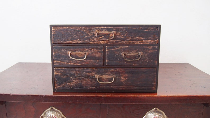 A Japanese Antique Desk Top Chest Tansu, Medichine Box, Oharibako ...