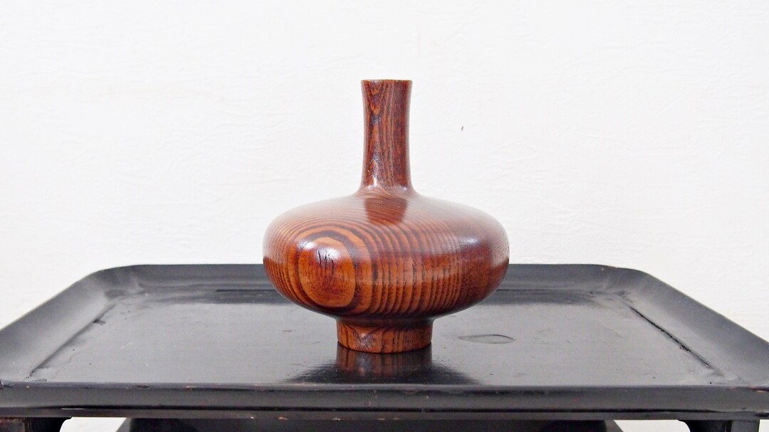A Japanese Wood Ikebana Vase With Beautiful Wood Grain Flower Vase, Tea ...