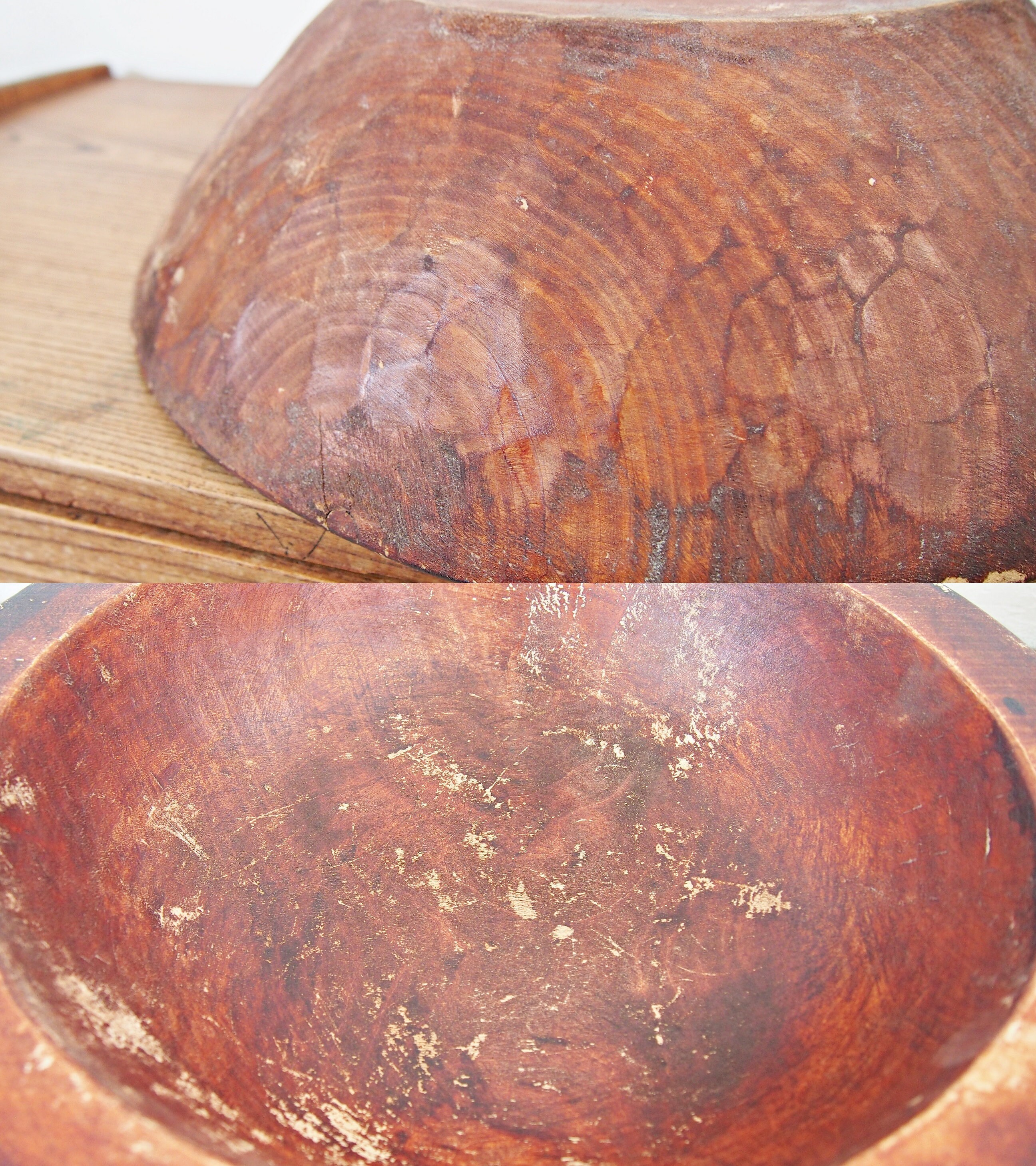 A Japanese Vintage Hand-carved Wood Kneading Bowl for Soba - Oharibako ...