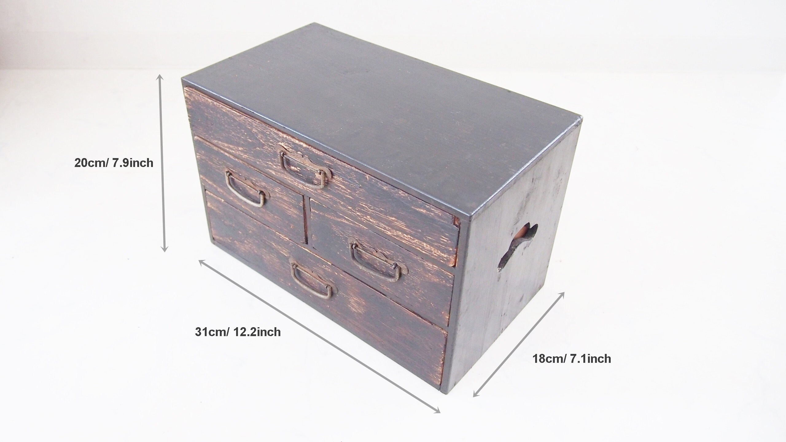 A Japanese Antique Desk Top Chest Tansu, Medichine Box, Oharibako ...