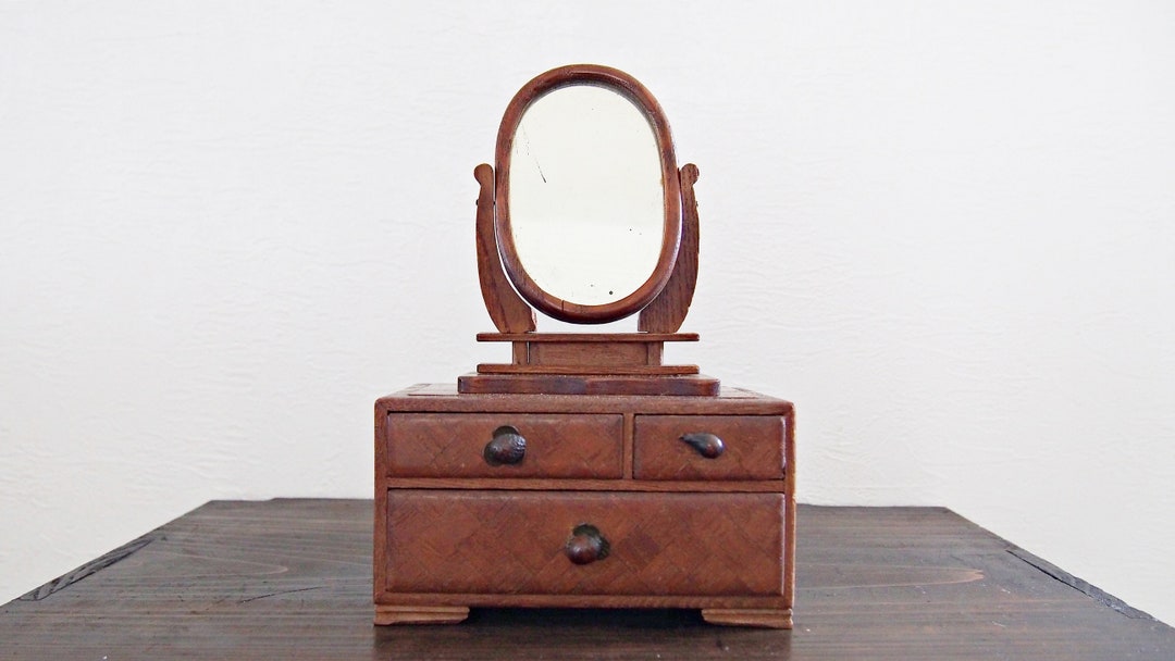 A Japanese Antique Mini Mirror and Chest Set Tansu, Oharibako, WABISABI ...