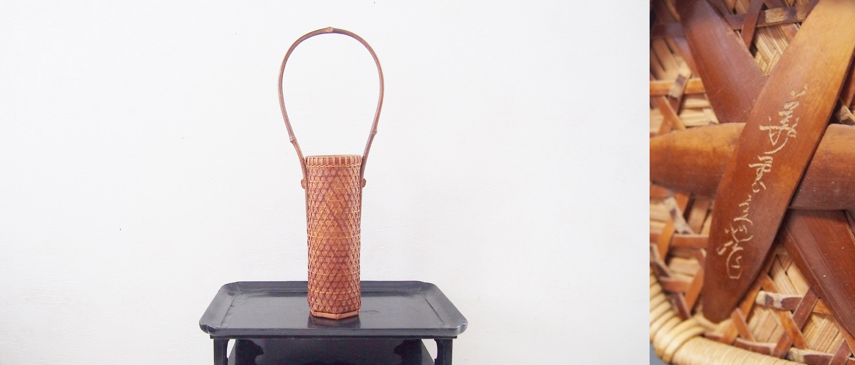 A Japanese Vintage Bamboo Ikebana Vase by Ichihara-kaunsai Flower Vase ...