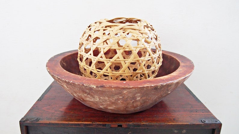 A Japanese Vintage Hand-carved Wood Kneading Bowl for Soba Oharibako ...