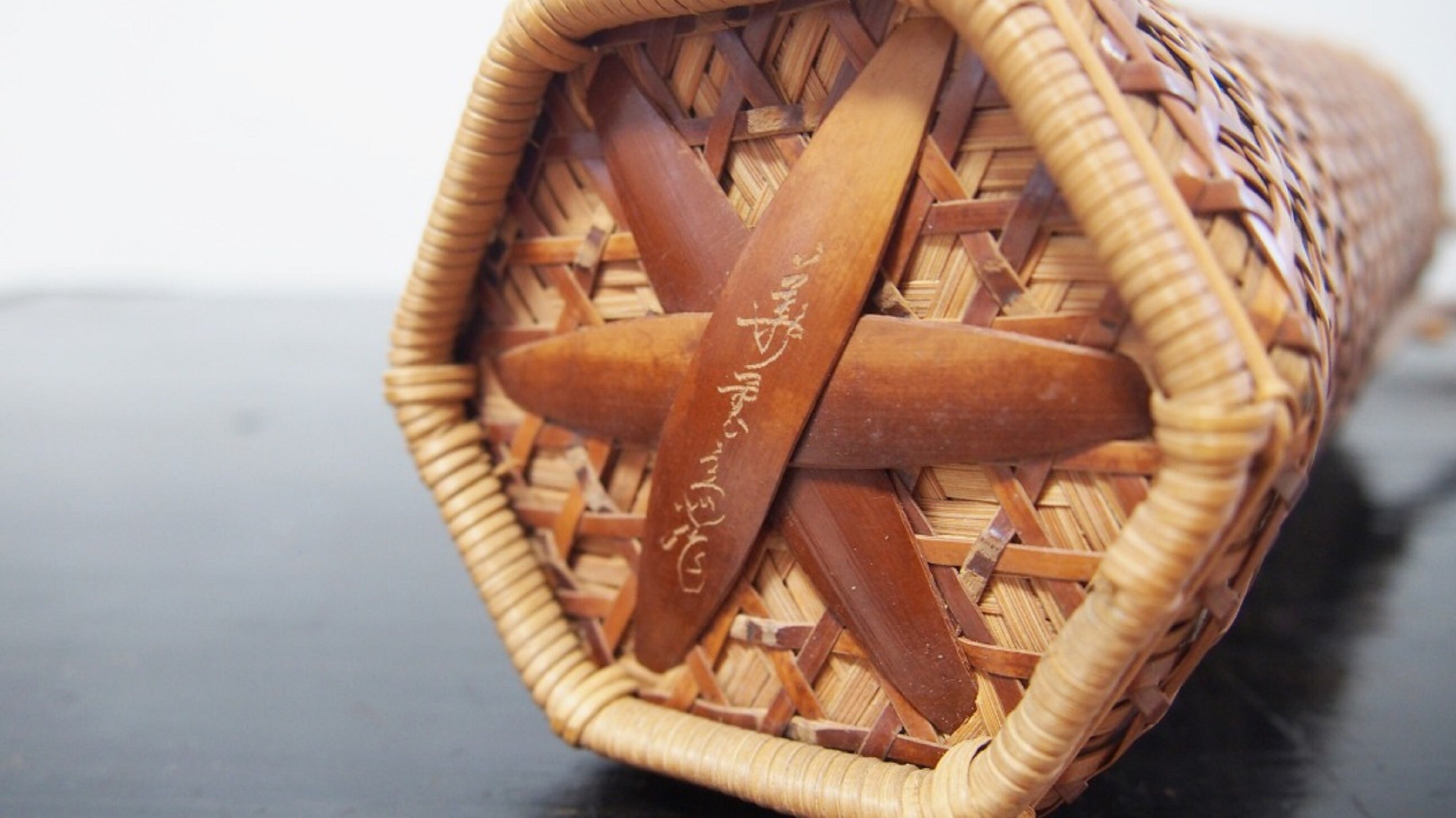 A Japanese Vintage Bamboo Ikebana Vase by Ichihara-kaunsai Flower Vase ...