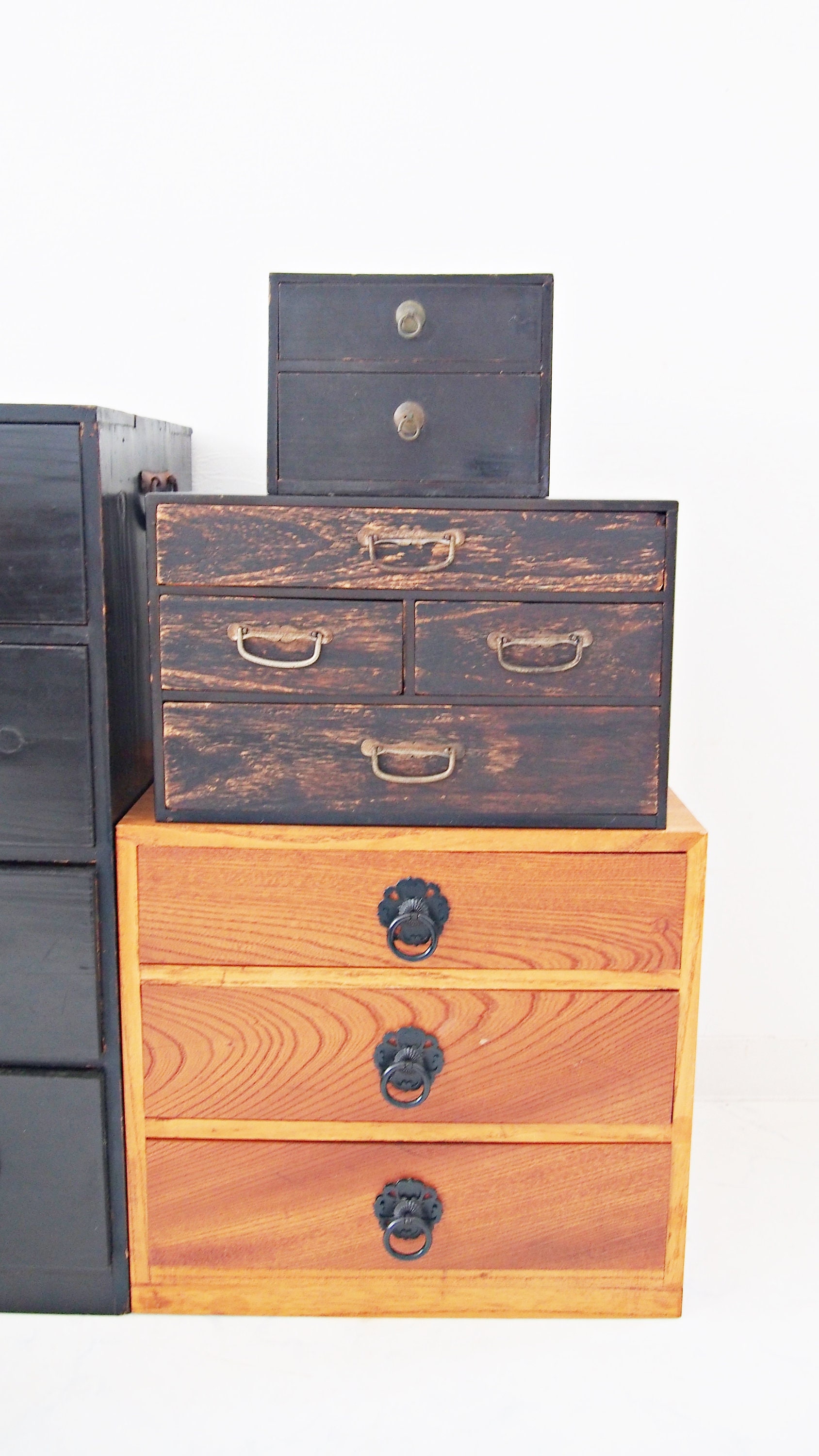 A Japanese Antique Desk Top Chest Tansu, Medichine Box, Oharibako ...