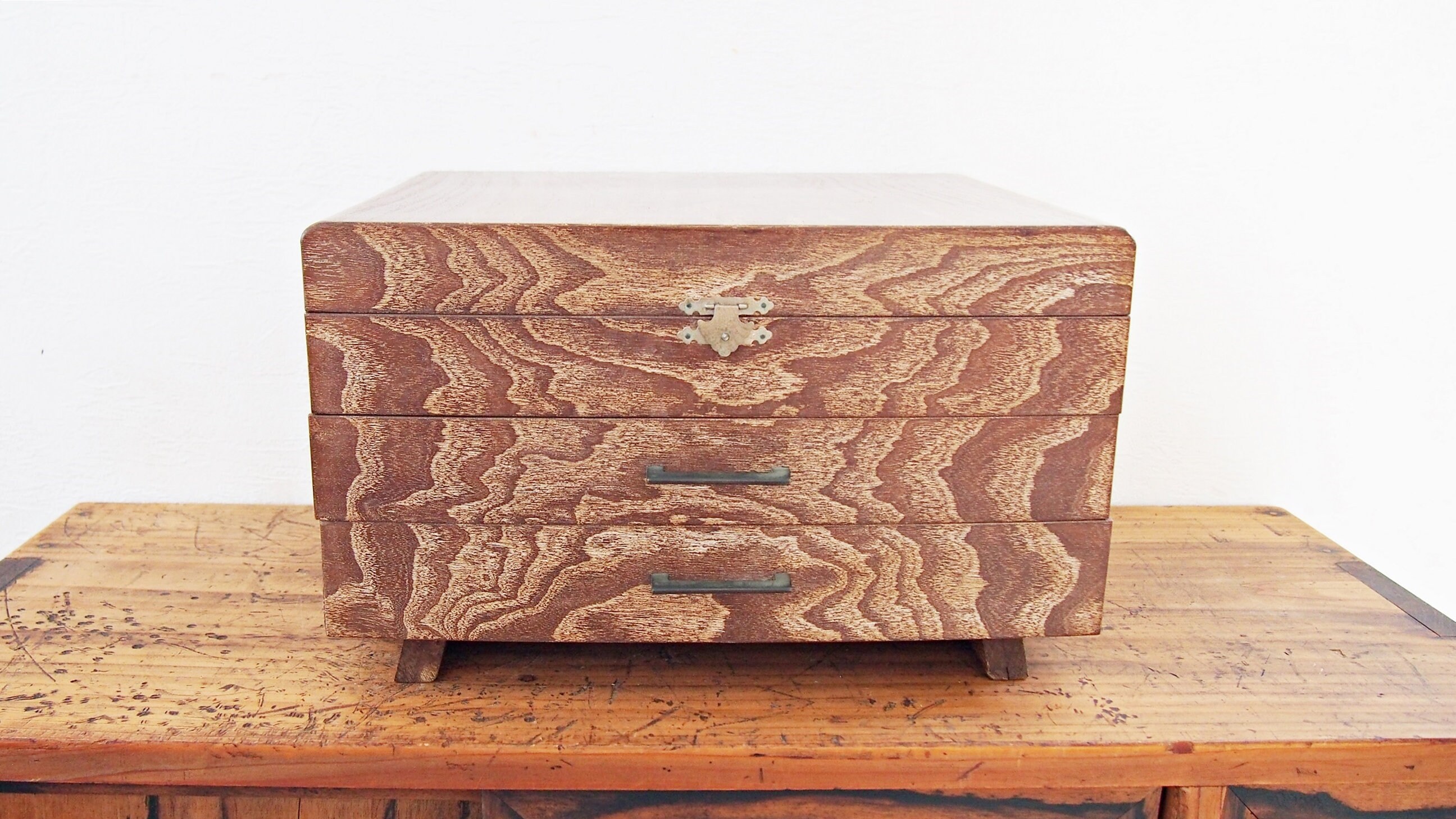 A Japanese Vintage Desktop Wooden Jewellrey Box With Wood - Etsy