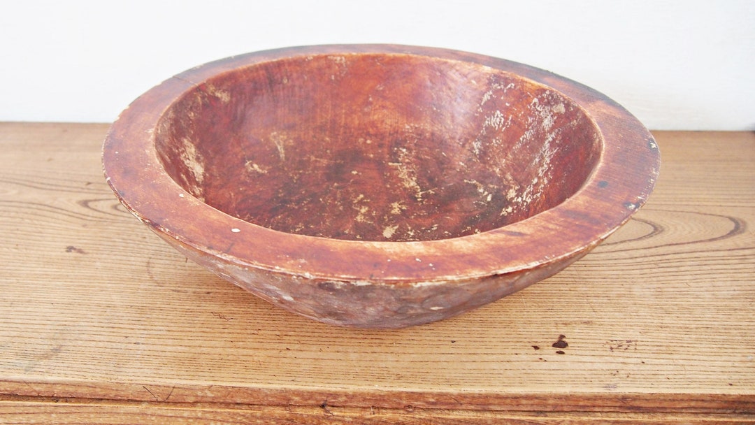 A Japanese Vintage Hand-carved Wood Kneading Bowl for Soba - Oharibako ...