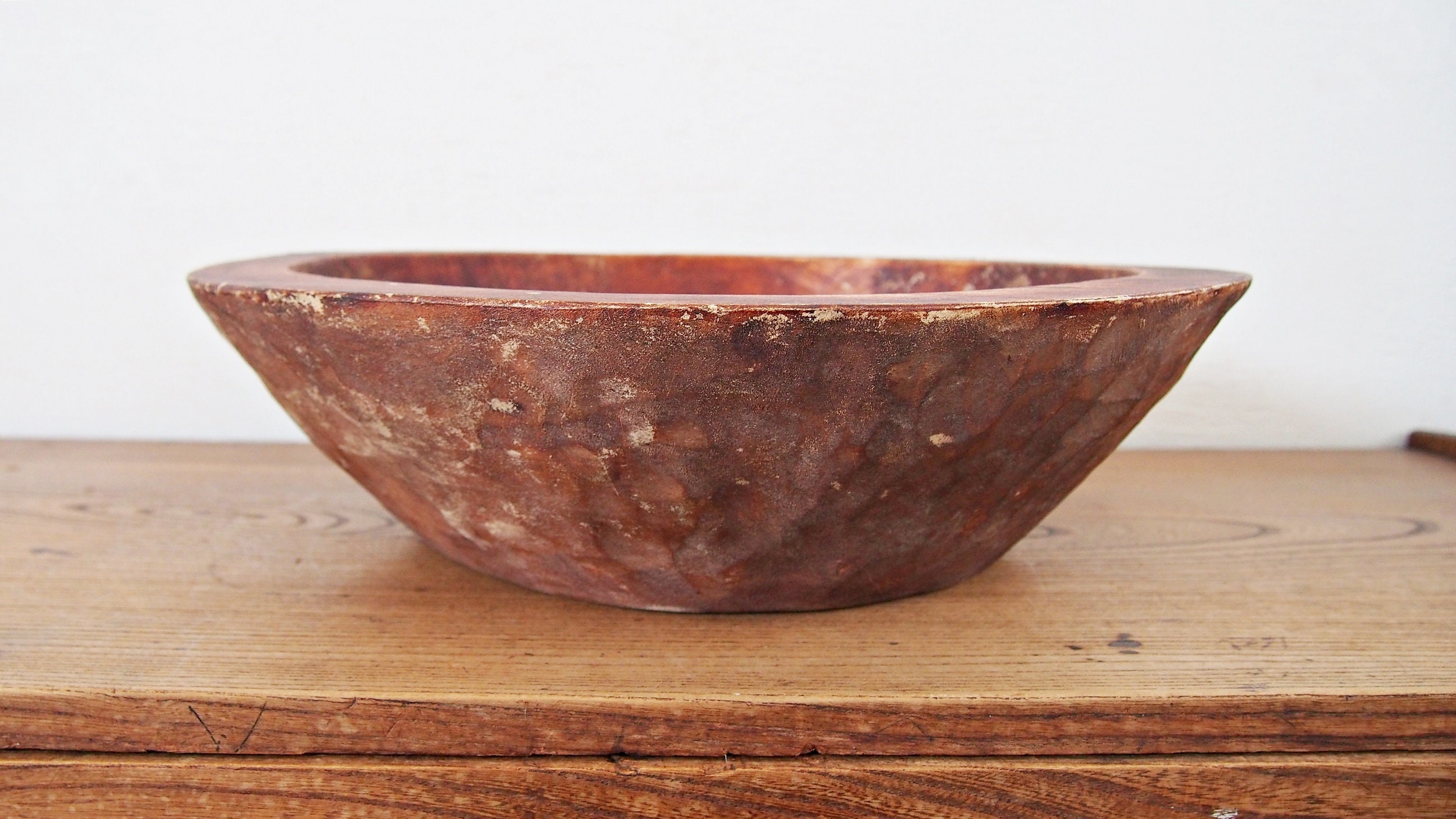 A Japanese Vintage Hand-carved Wood Kneading Bowl for Soba - Oharibako ...