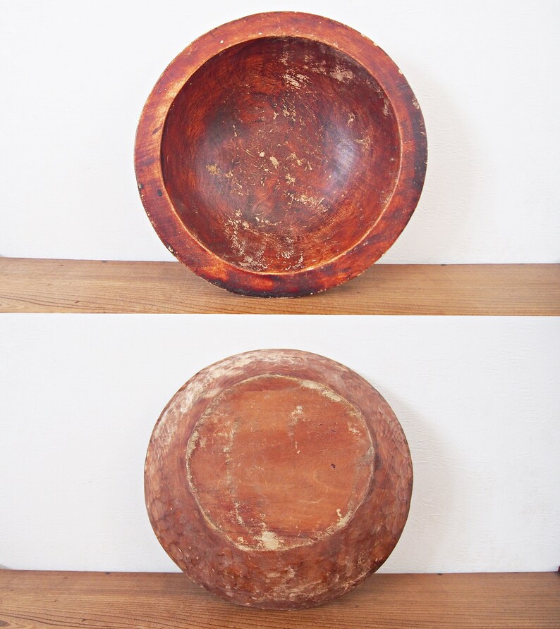 A Japanese Vintage Hand-carved Wood Kneading Bowl for Soba - Oharibako ...