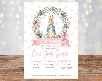 Christening Invitations Peter Rabbit | Etsy