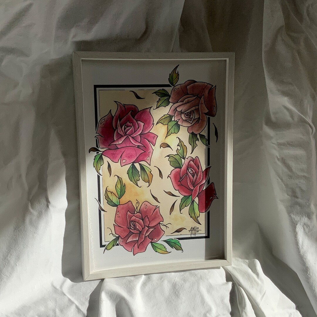 Flash Sheet Roses A4 Traditional Tattoo - Etsy