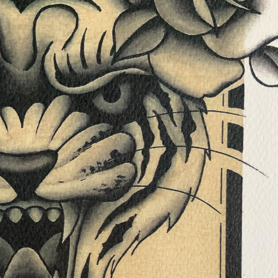 A4 Tiger Flash Sheet Traditional Tattoo | Etsy