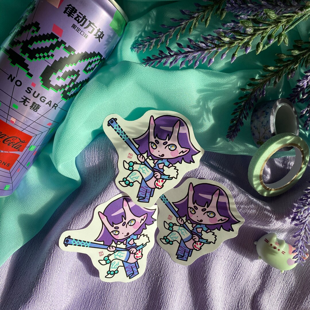 Oni Gloss Sticker Japanese Oni Cute Chibi Yokai Vtuber - Etsy