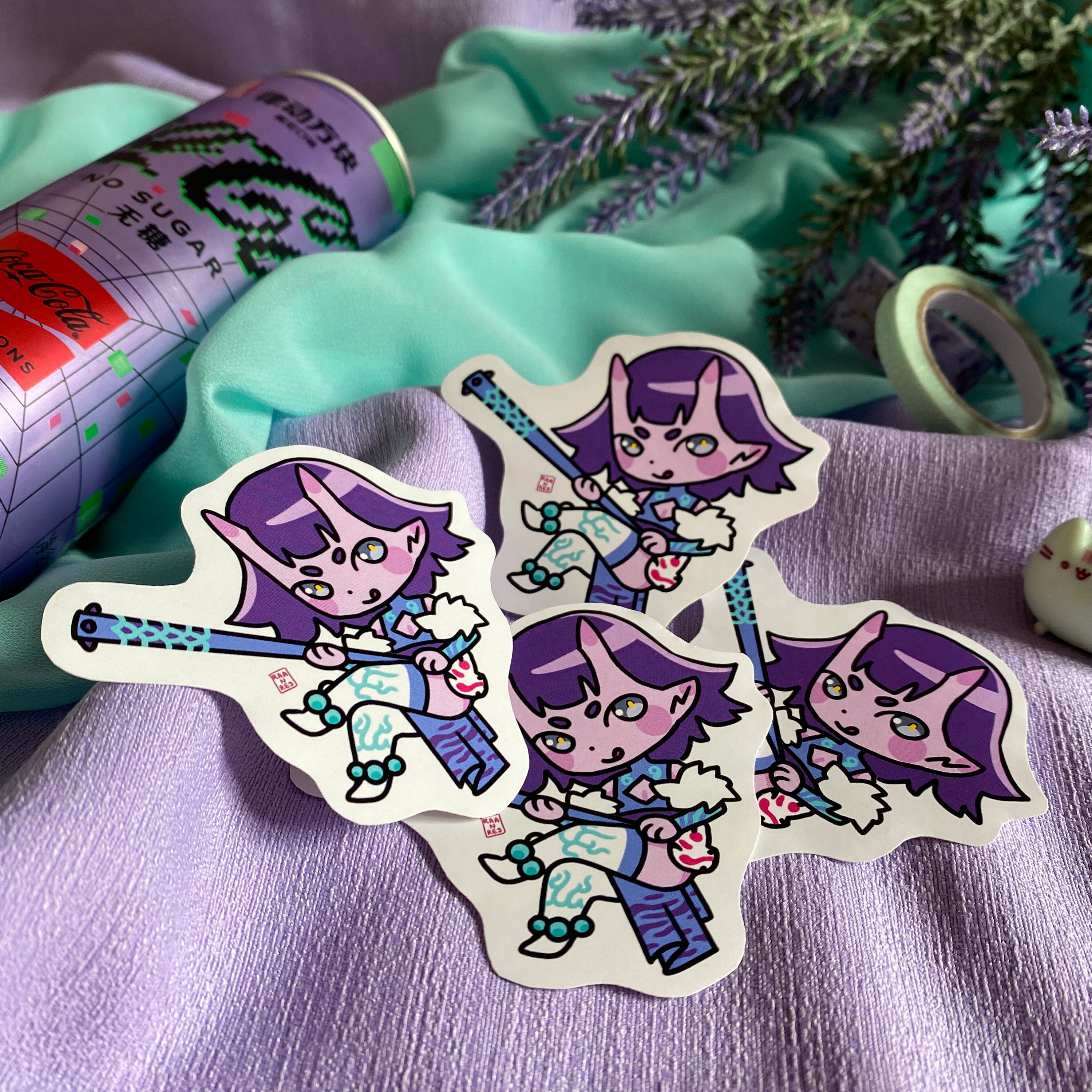 Oni Gloss Sticker Japanese Oni Cute Chibi Yokai Vtuber - Etsy