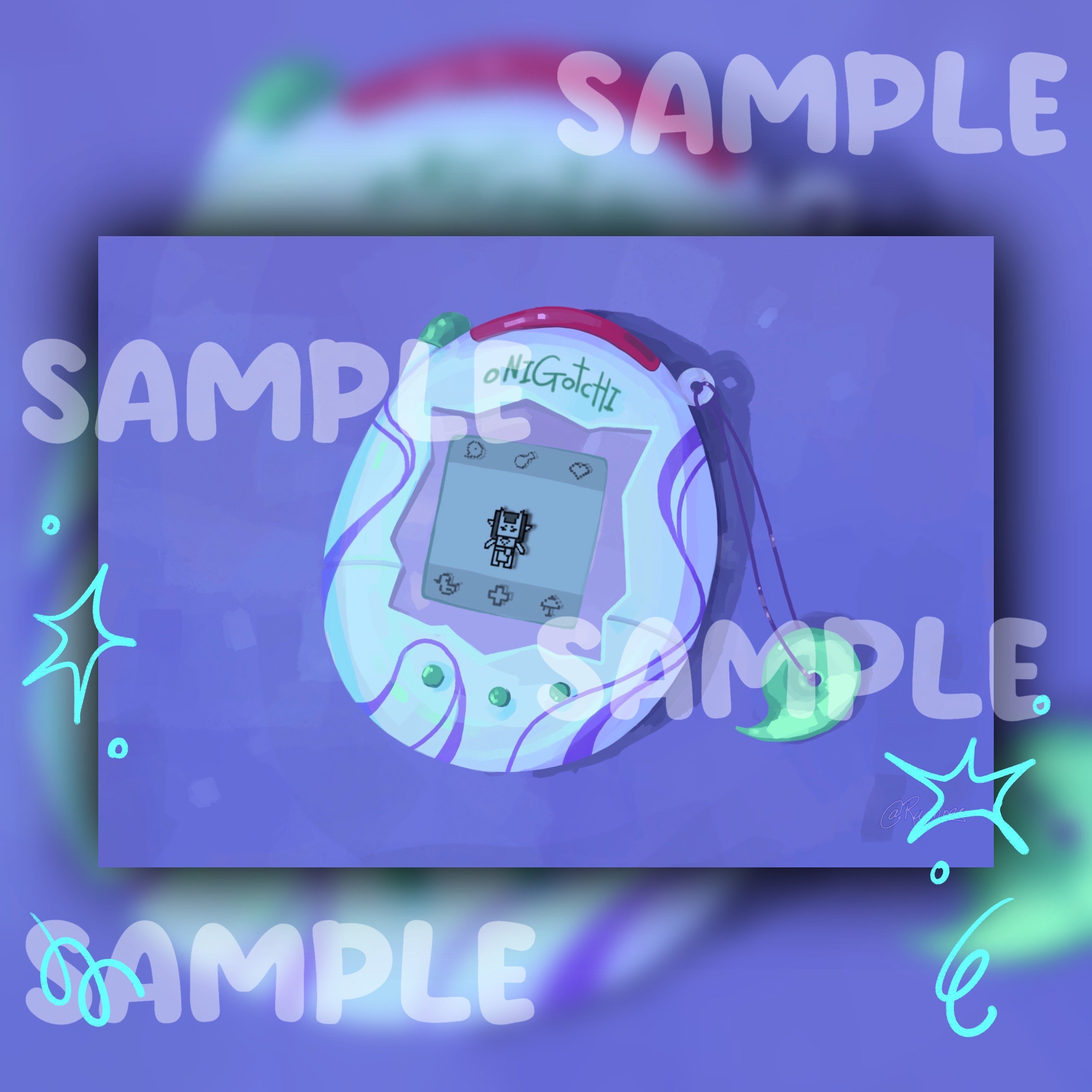 Onigotchi Cute Oni Demon X Tamagotchi Pet Nostalgia Retro Art Print Wallpaper Postcard (A6) - Etsy