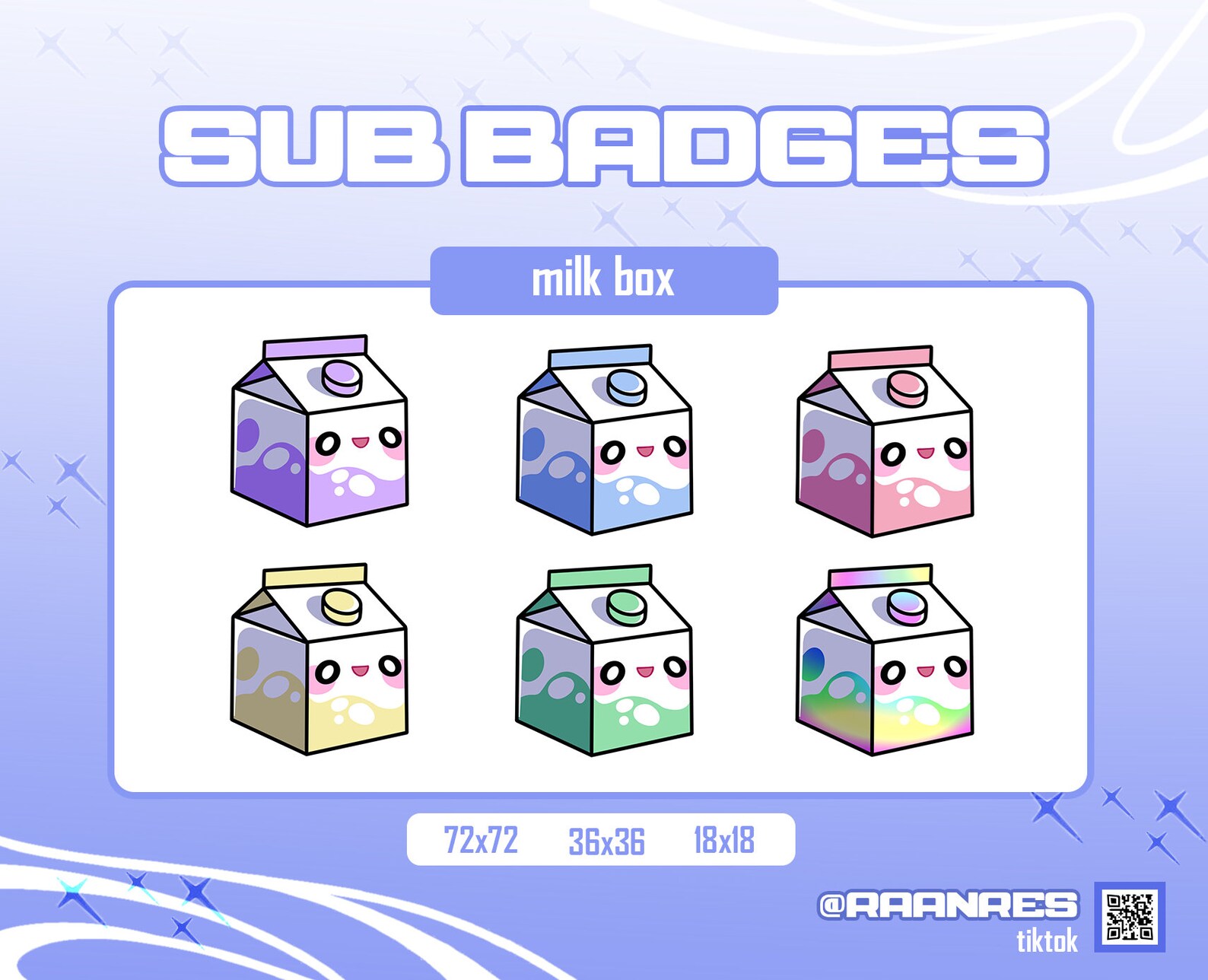Twitch Sub Emotes Milk Box Japanese Lunch Milk Carton | Sub Badges for ...