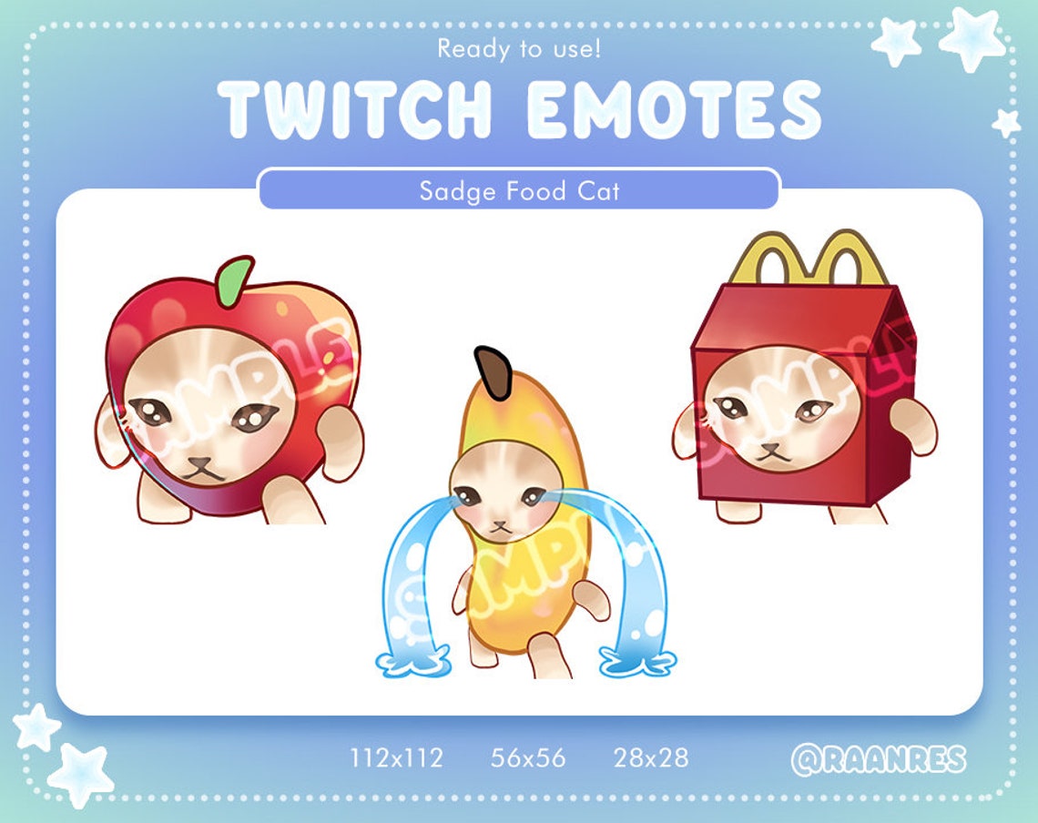 Twitch Sub Emotes Sadge Food Cats Cute Apple Love Banana Cry Mac Gift ...