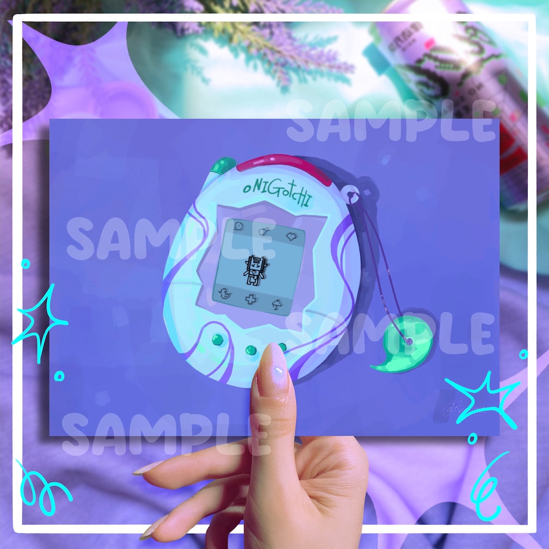 Onigotchi Cute Oni Demon X Tamagotchi Pet Nostalgia Retro Art Print Wallpaper Postcard (A6) - Etsy