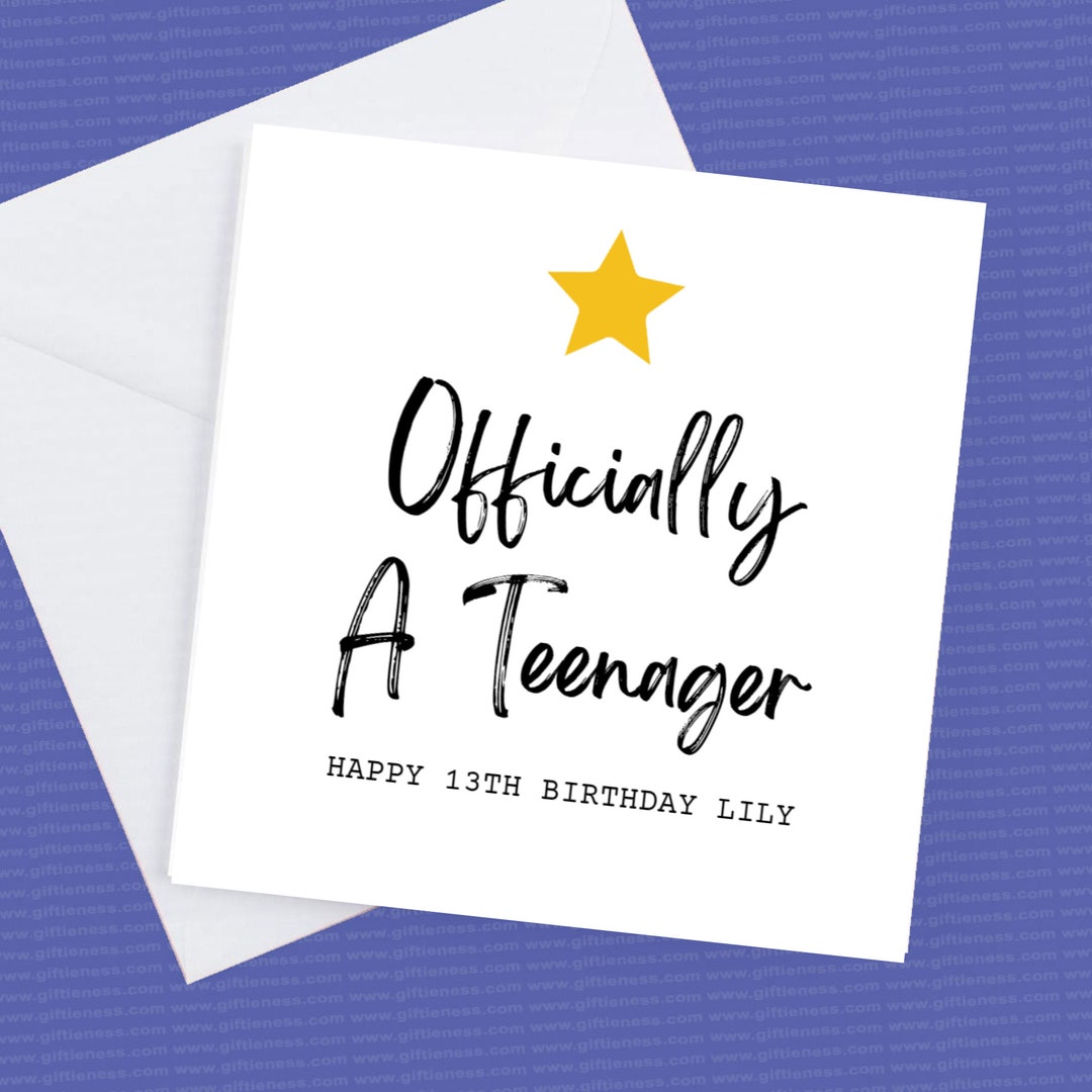 Officially a Teenager Card and Envelope - Etsy