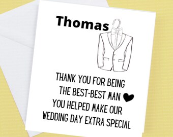 Thank You for Being My Best Man Best Man Thank You Card Thank - Etsy