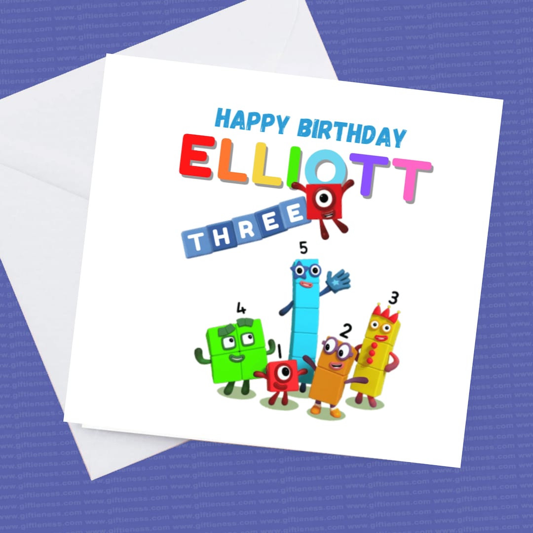 Personalised Number Blocks Birthday Card, Name and Age Personalisation ...