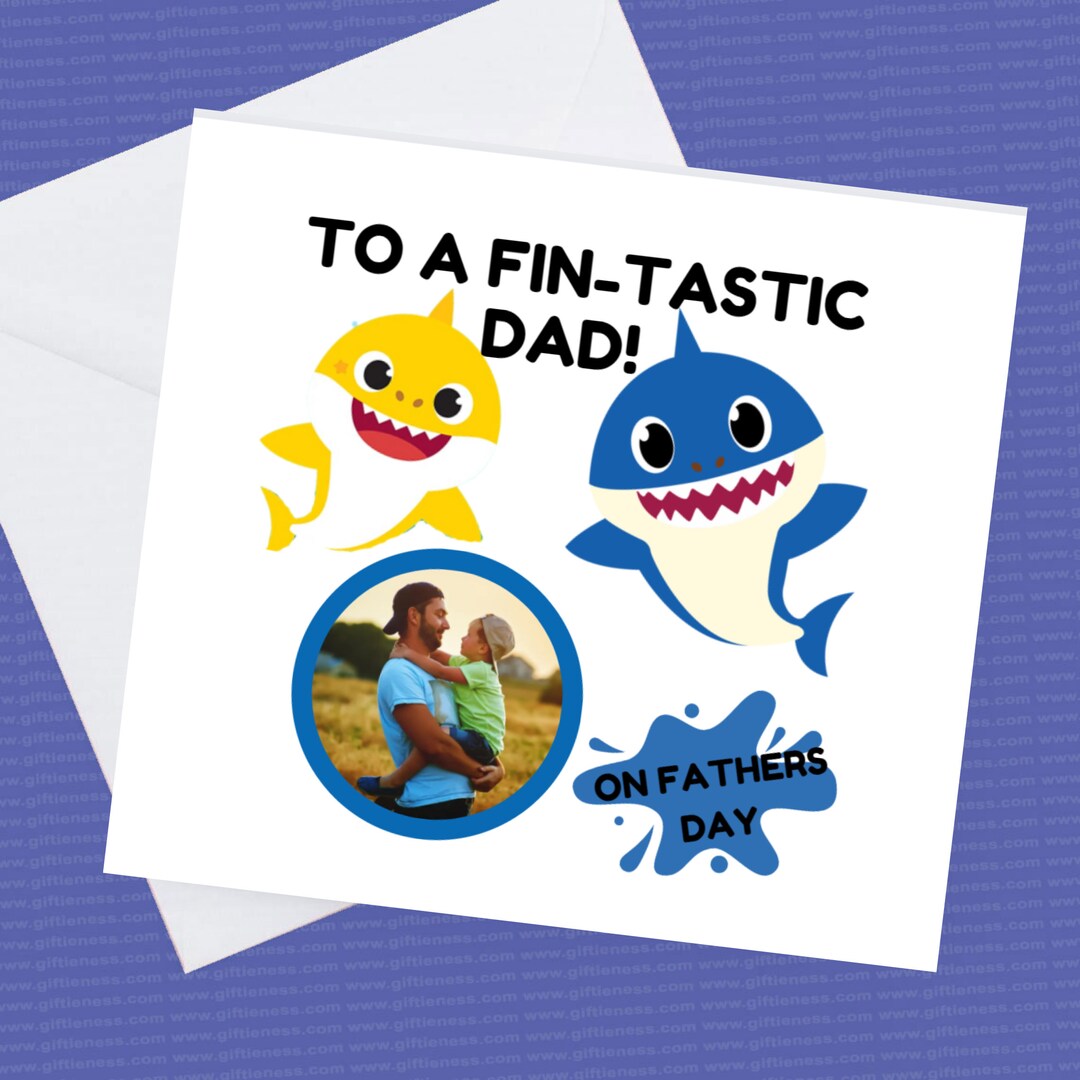 Baby Shark Fathers Day Card and Envelope Personalised With Picture ...