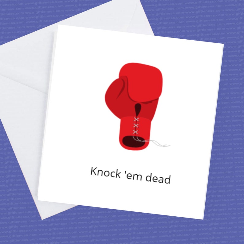 Knock 'em Dead Boxing Glove Good Luck Card - Etsy
