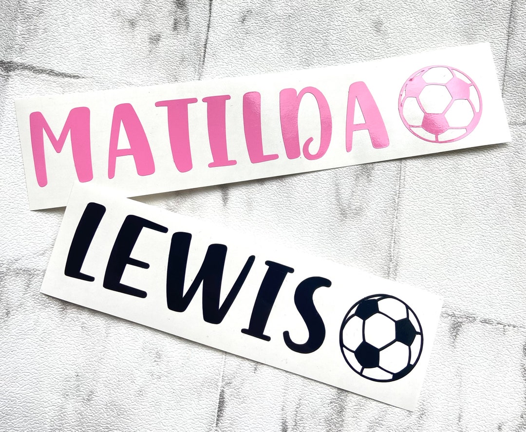 PERSONALISED Custom Football Soccer Ball Vinyl Name Label Sticker ...