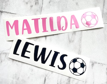 PERSONALISED Custom Football Soccer Ball Vinyl Name Label Sticker ...
