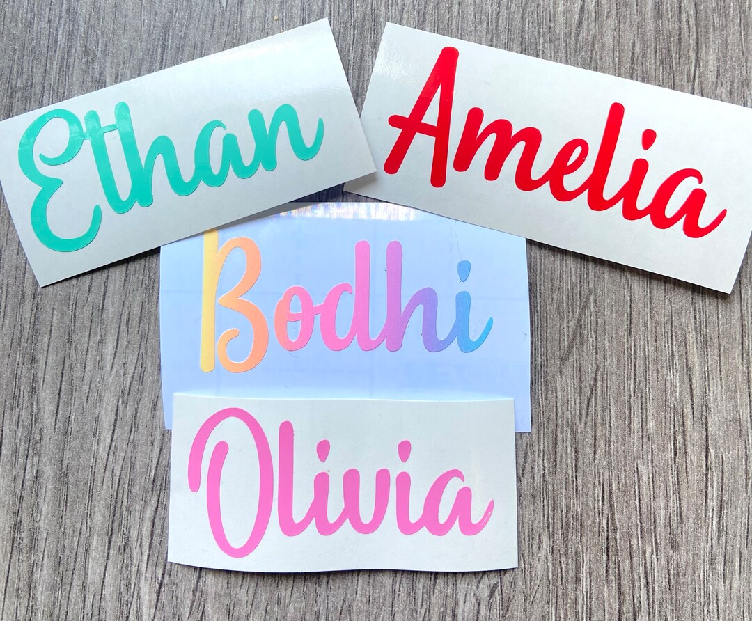 PERSONALISED Custom Vinyl Name Label Sticker Lunchbox Bottle Glass Kids ...